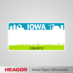 Iowa Blank License Plate Tag of County