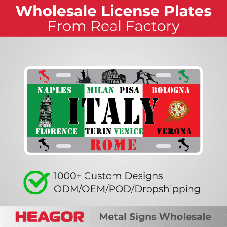 Custom Italy Souvenir License Plates, Rome Car Decoration