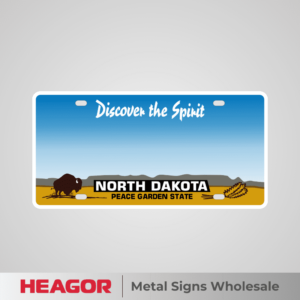 North Dakota License Plate Blank of Farm Theme, Discover the Spirit