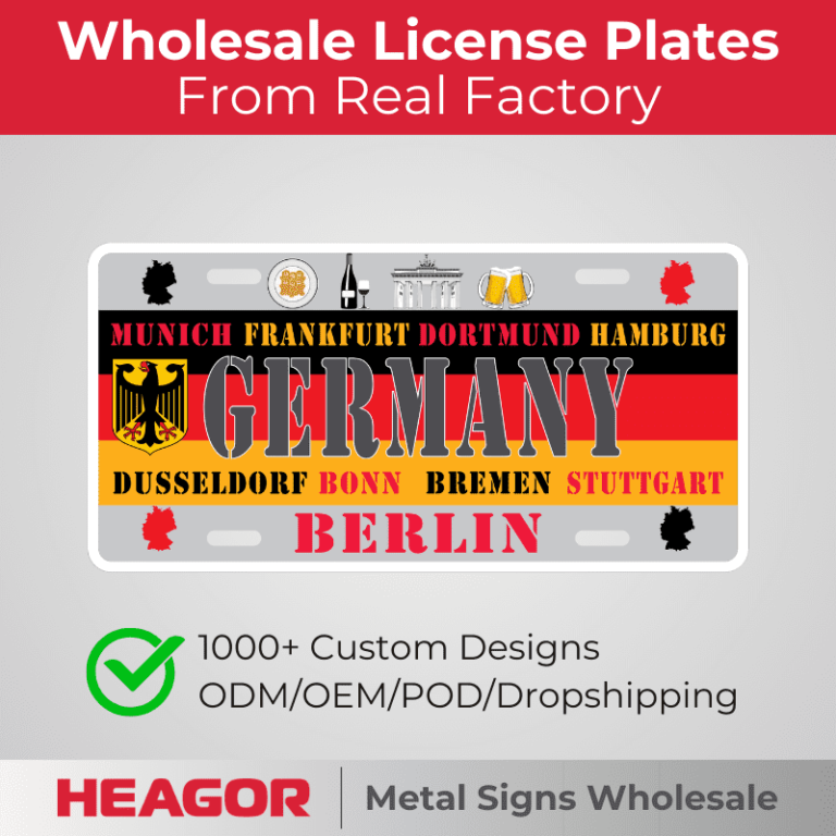 Pressed Metal Souvenir License Plates of Germany Berlin